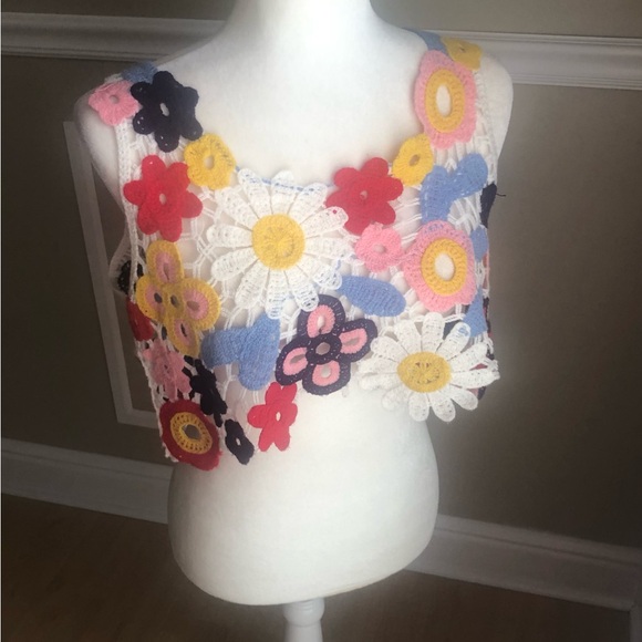 Cider | Tops | Cider Colorful Crochet Floral Crop Top | Poshmark